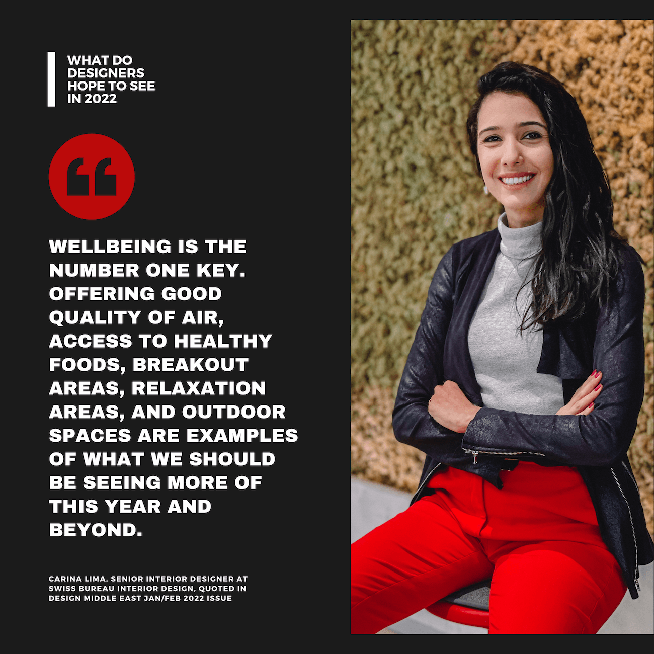 Swiss Bureau Senior Interior Designer, Carina Lima, shares her thoughts ...